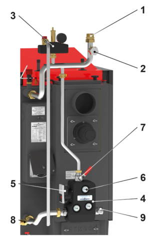 Connection of boilers ATMOS F21 - F22 (boiler circuit) - ATMOS